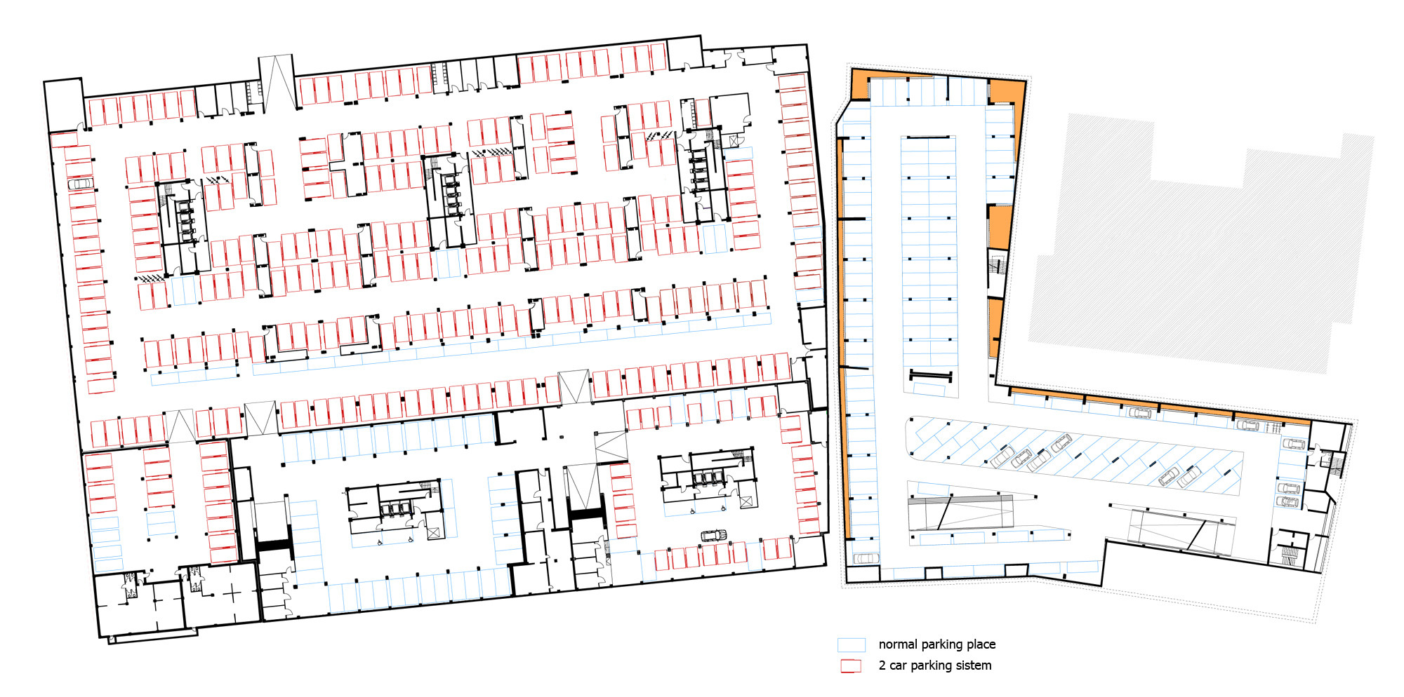 Underground Parking Section View Layout