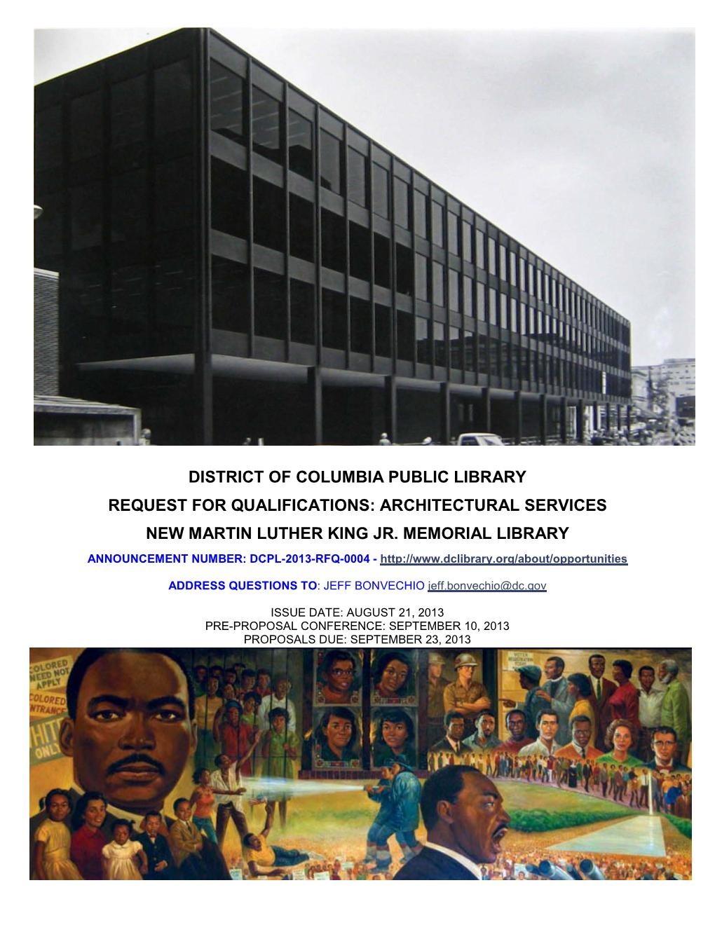 Request for Qualifications: MLK Jr. Memorial Library | ArchDaily