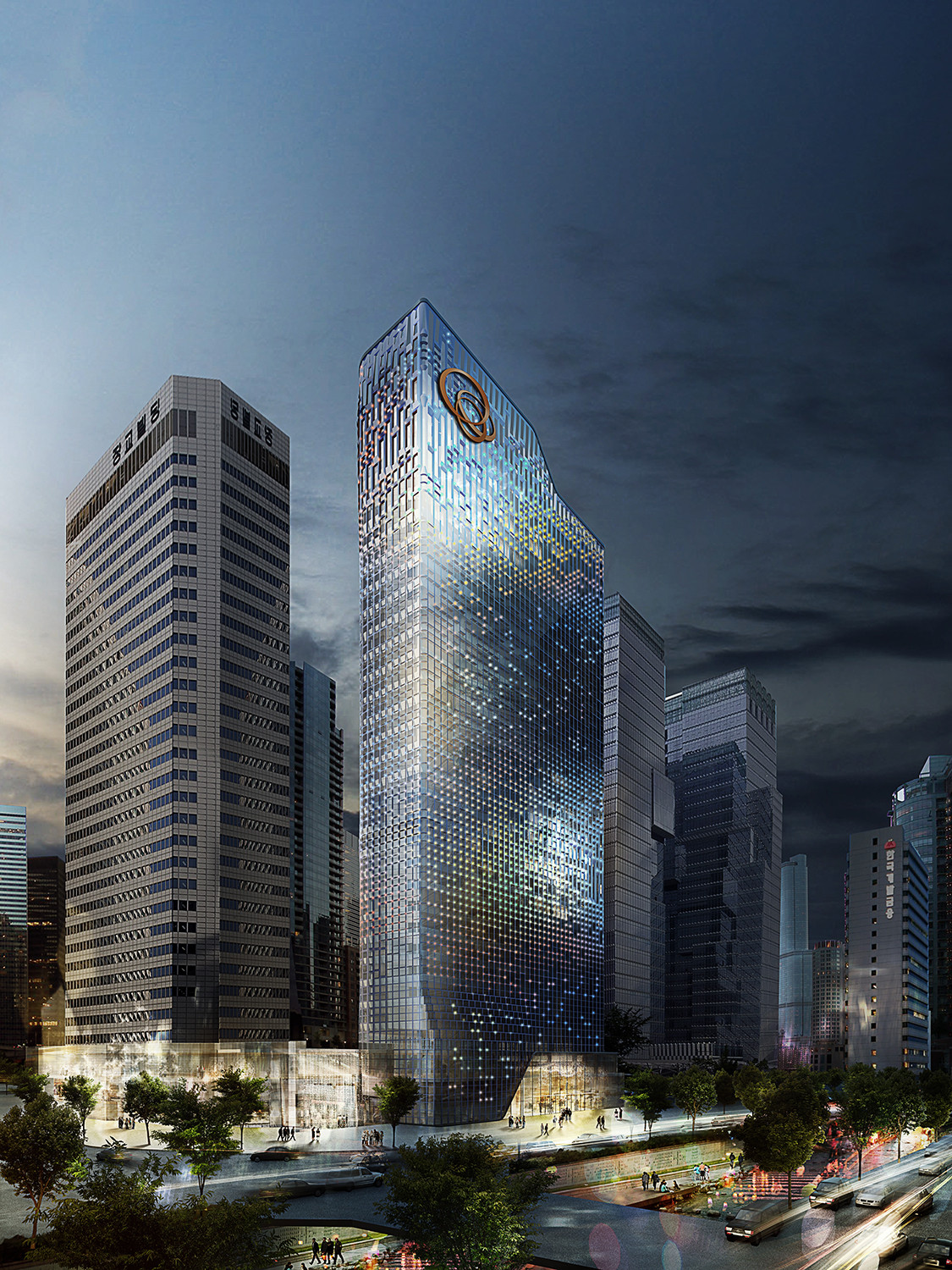 UNStudio Revamps Hanwha Offices with Shimmering LED Facade | ArchDaily