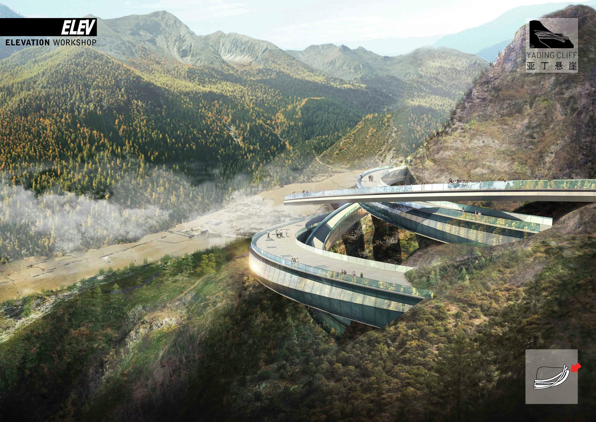 Gallery of Yading Cliff Building Competition Entry / ELEV - 13