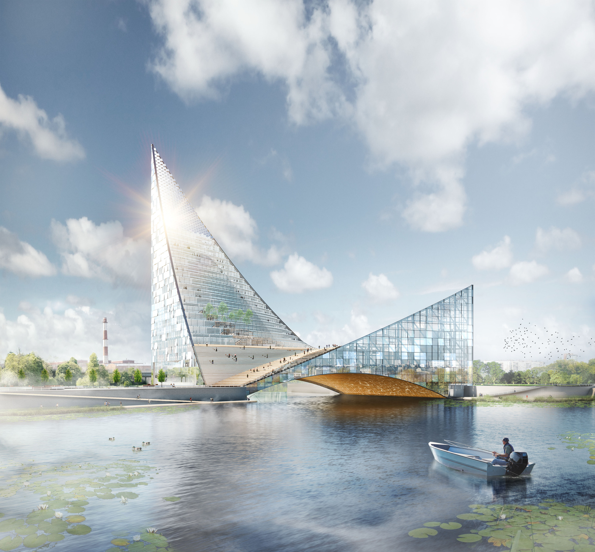 Piarena Designs Sail-Inspired Congress Hall Spanning Over Russian River | ArchDaily
