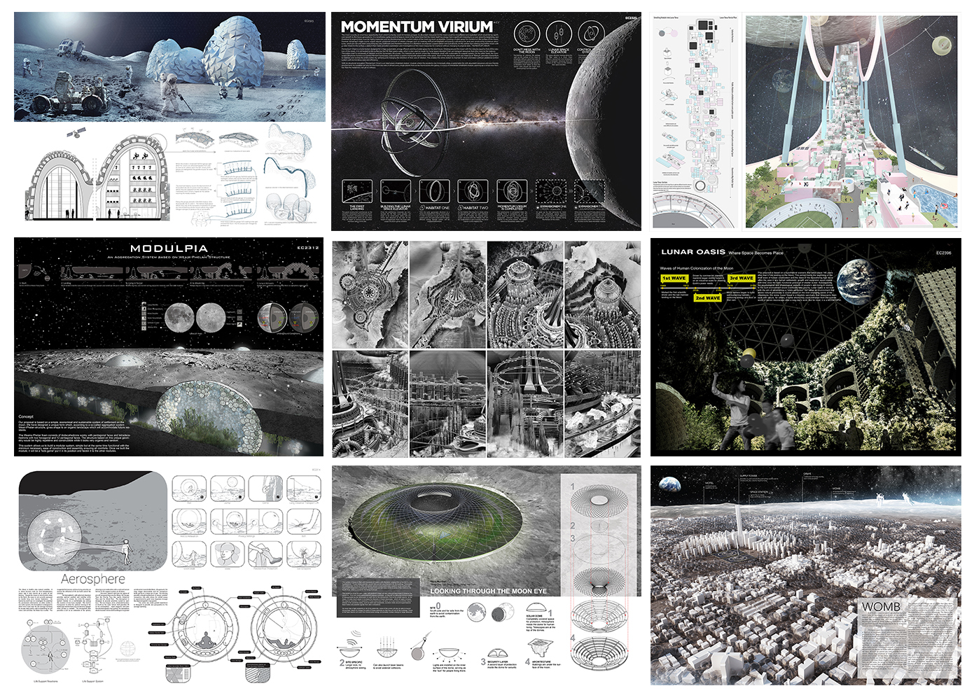 Gallery of 9 Visions for Lunar Colonies Selected as Winners in ...