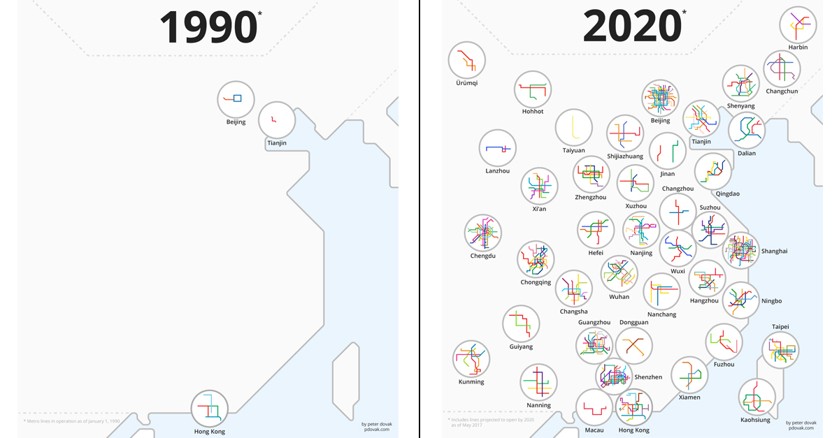 A evolução impressionante dos sistemas de metrô na China | ArchDaily Brasil