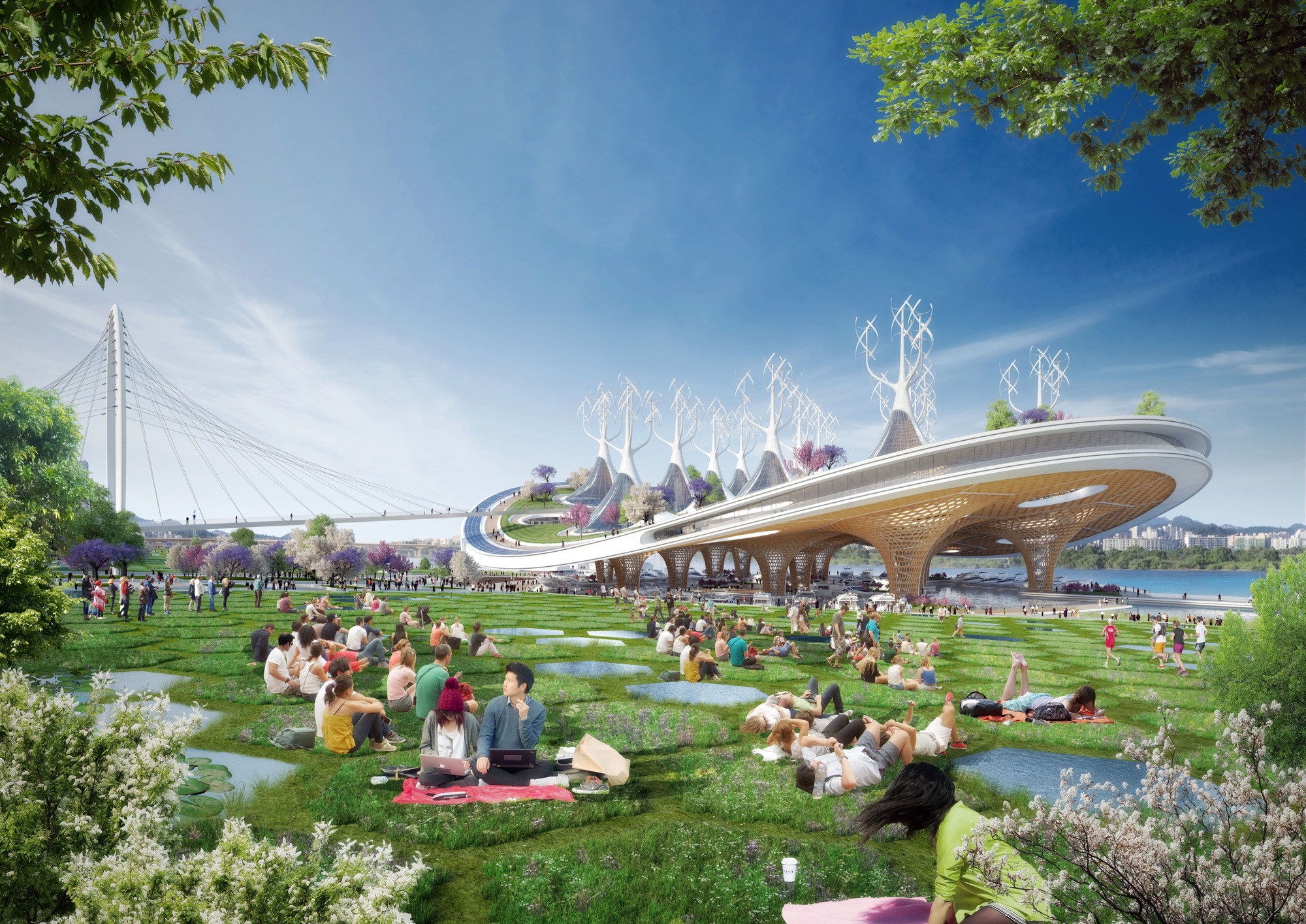 Vincent Callebaut propõe uma floresta suspensa sobre rio em Seul ...