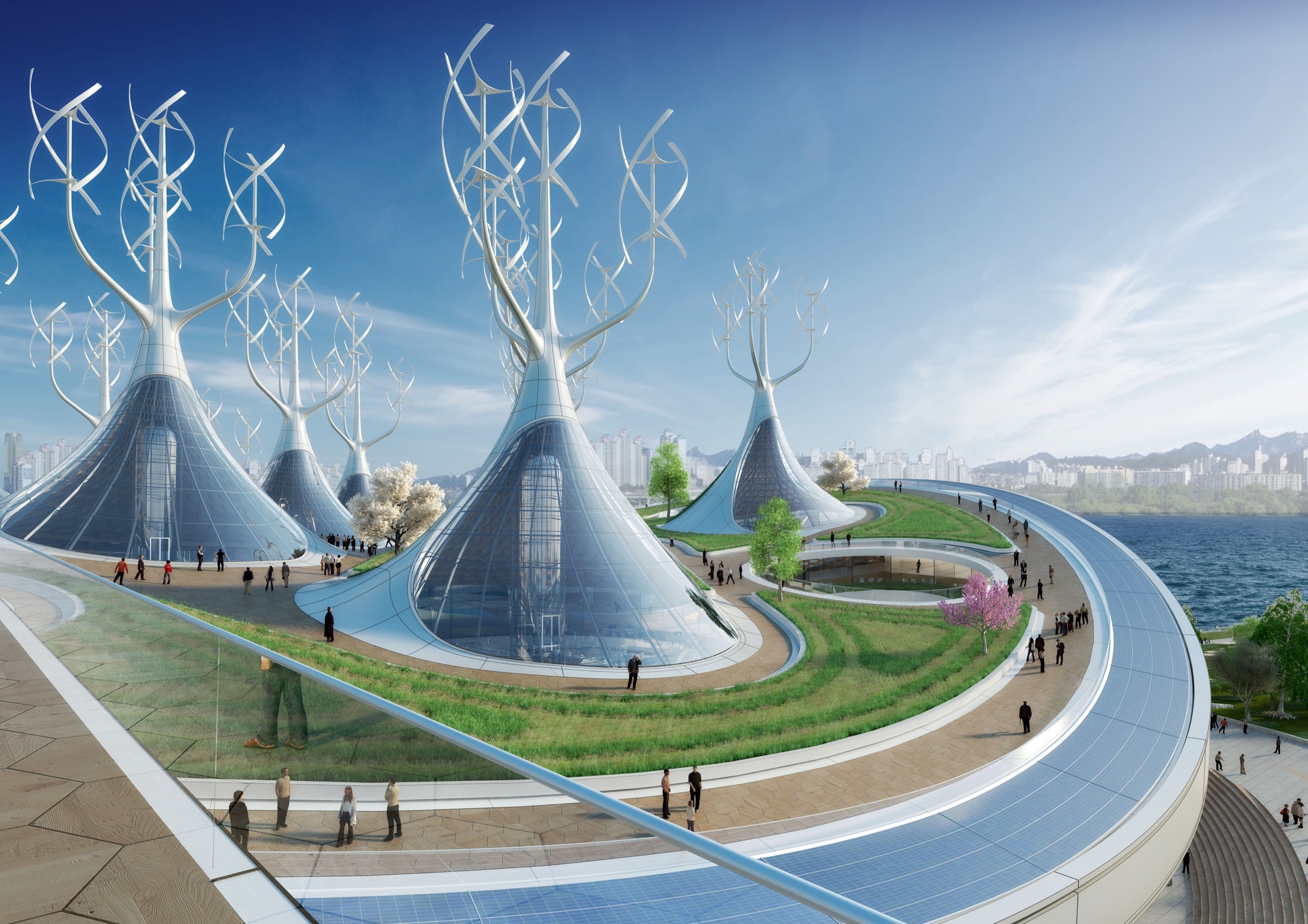Galeria de Vincent Callebaut propõe uma floresta suspensa sobre rio em ...