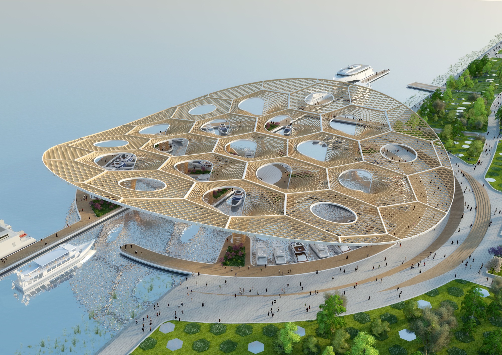 Galeria de Vincent Callebaut propõe uma floresta suspensa sobre rio em ...
