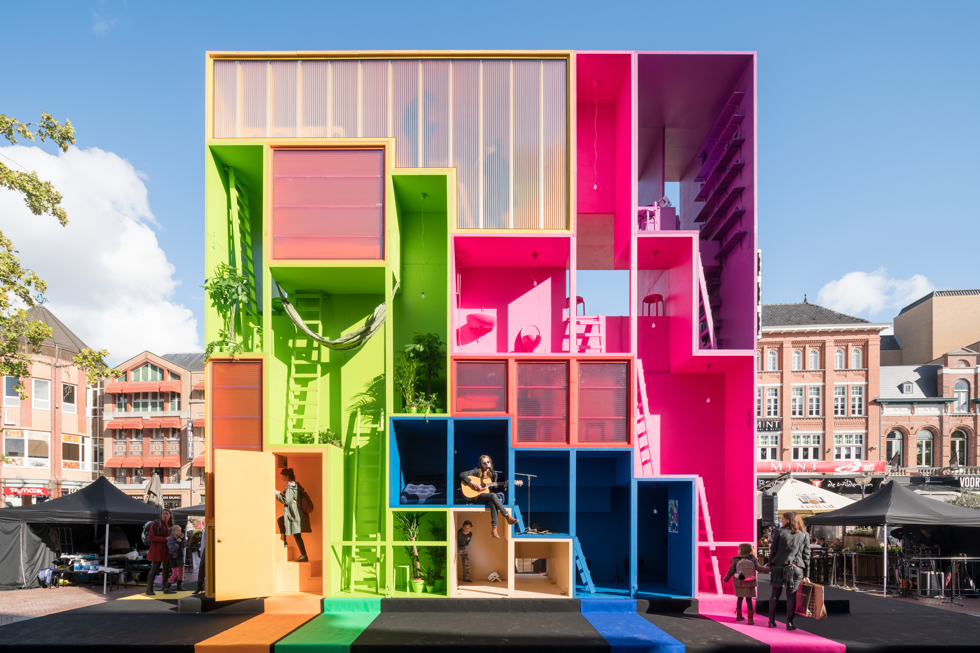 Gallery of MVRDV Designs Multicolored Tetris Hotel for Dutch Design ...