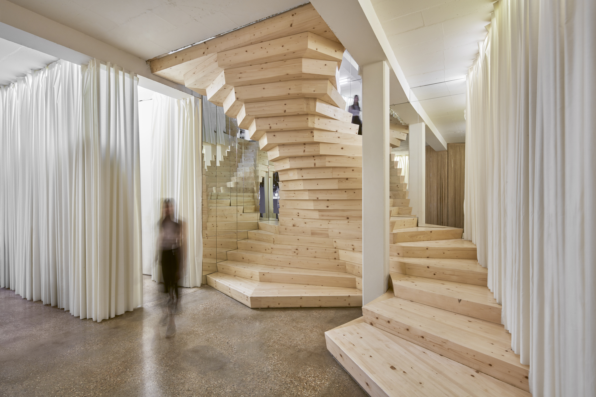 Gallery of ACME's Wildly Twisting Wooden Staircase Draws Inspiration ...