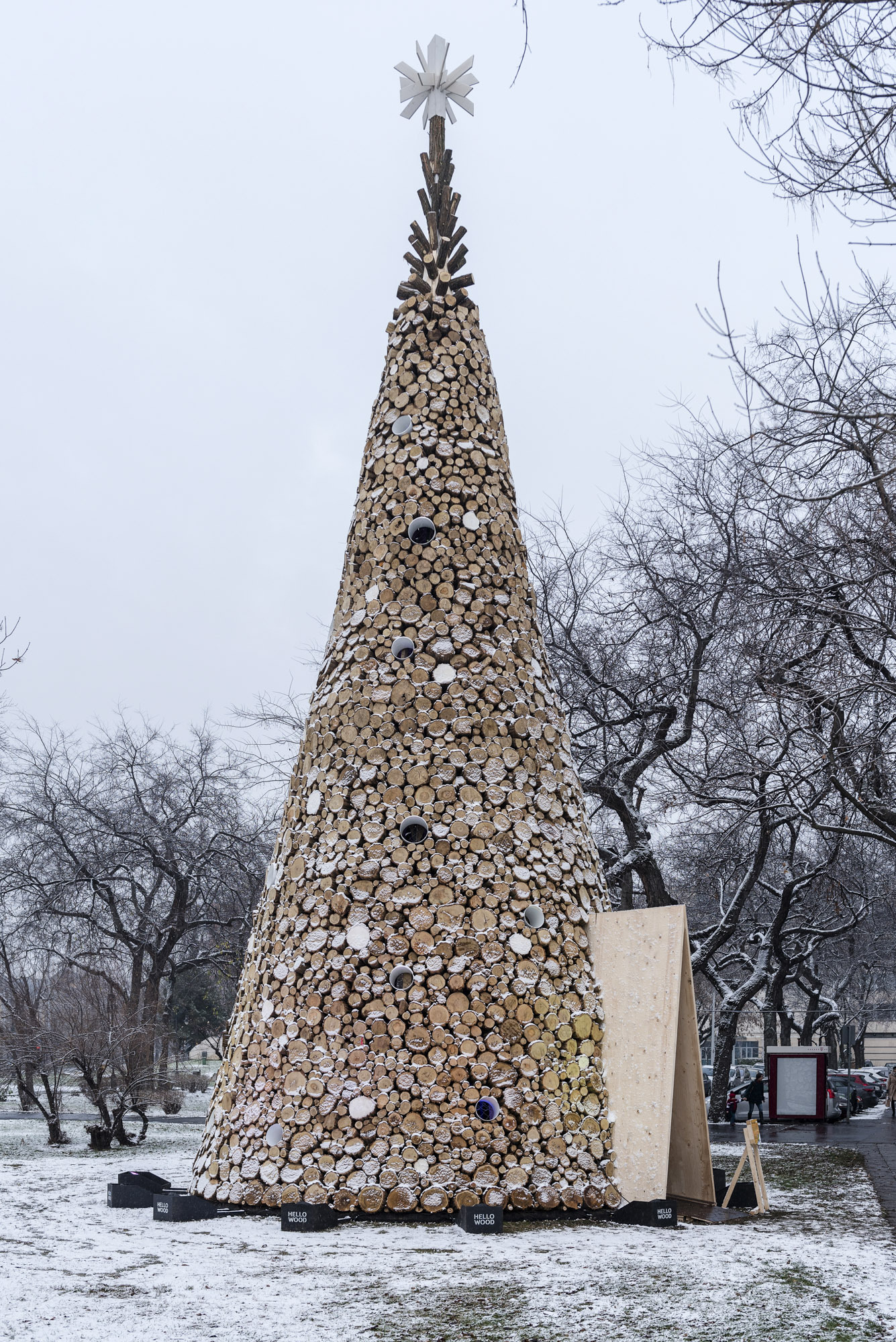 Gallery of Hello Wood Builds 5 Wooden Christmas Trees in Cities ...