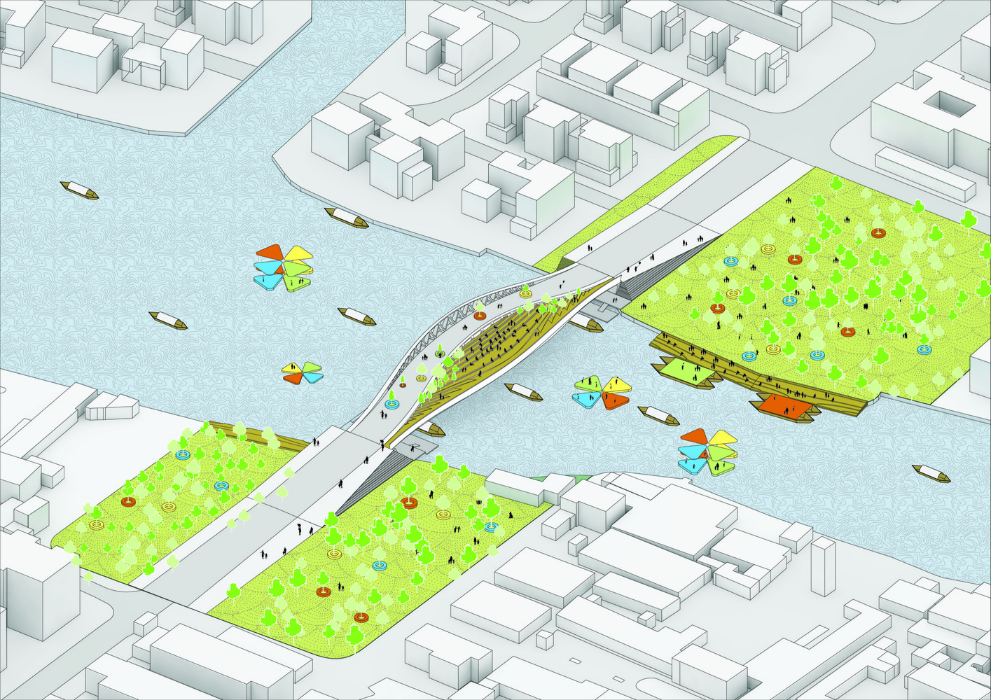 Gallery of MVRDV Reveals Design For Dawn Bridge, A 80m-Long Dual Use ...