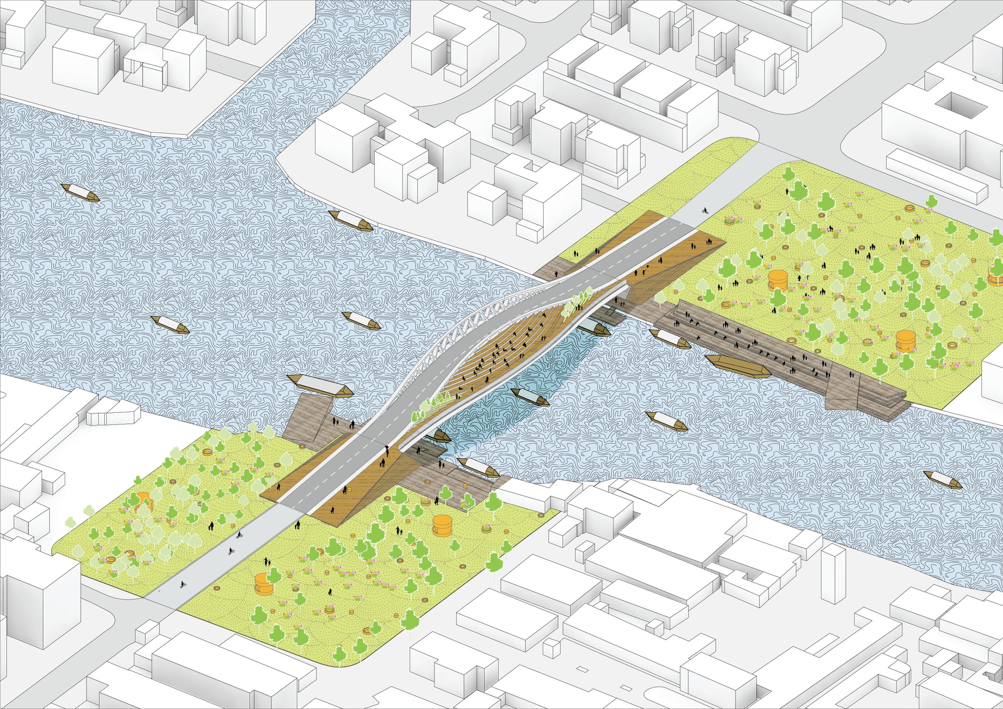 Gallery of MVRDV Reveals Design For Dawn Bridge, A 80m-Long Dual Use ...