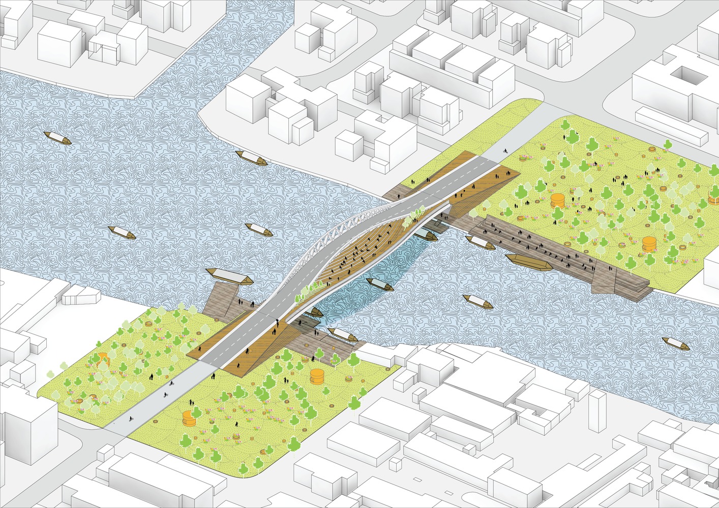 Gallery of MVRDV Reveals Design For Dawn Bridge, A 80m-Long Dual Use ...
