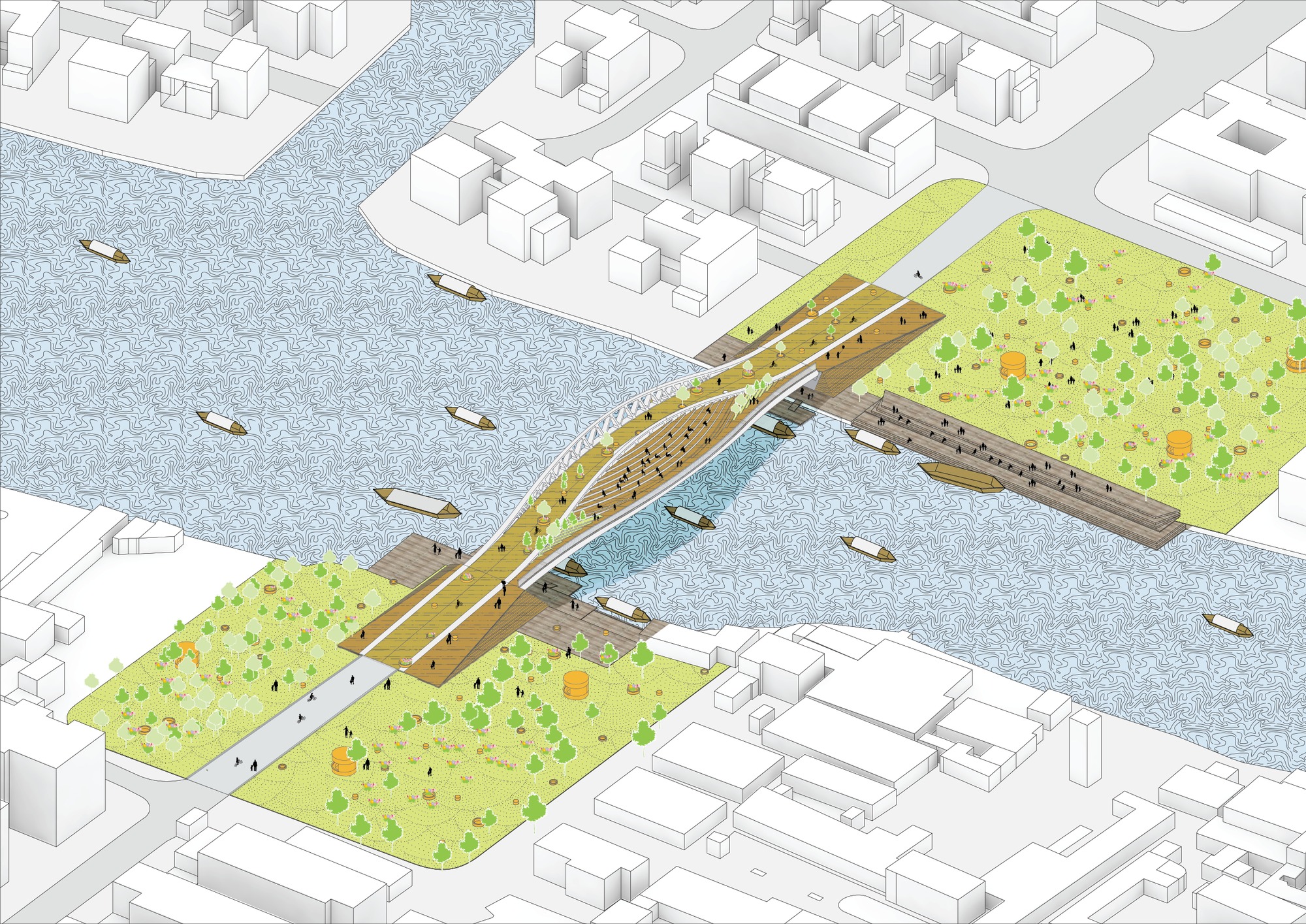 Gallery of MVRDV Reveals Design For Dawn Bridge, A 80m-Long Dual Use ...