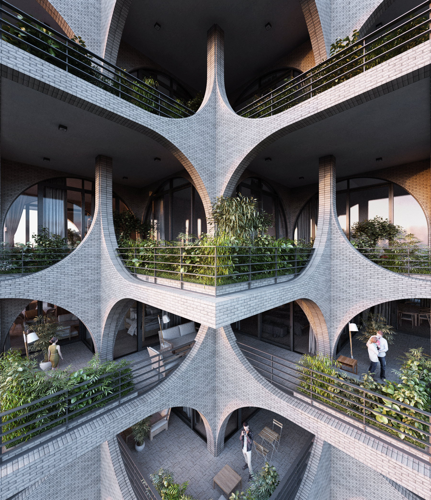 Gallery of Cascading Brick Arches Feature in Penda's Residential Tower ...