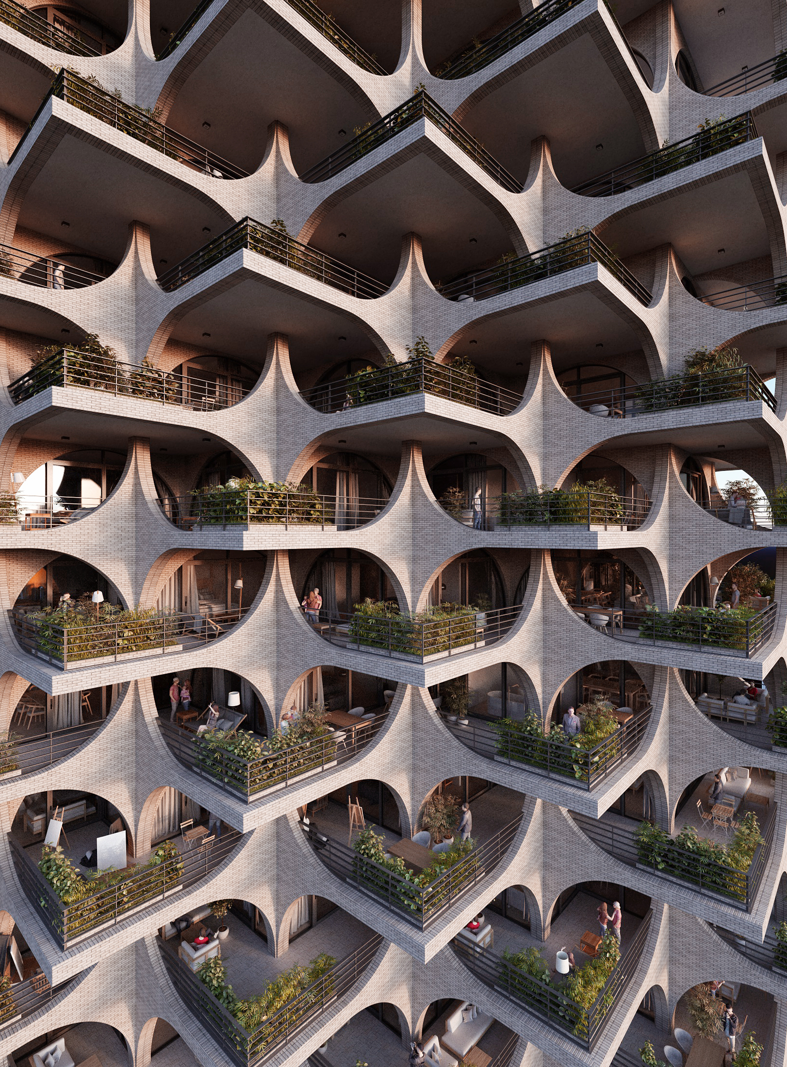 Gallery of Cascading Brick Arches Feature in Penda's Residential Tower ...