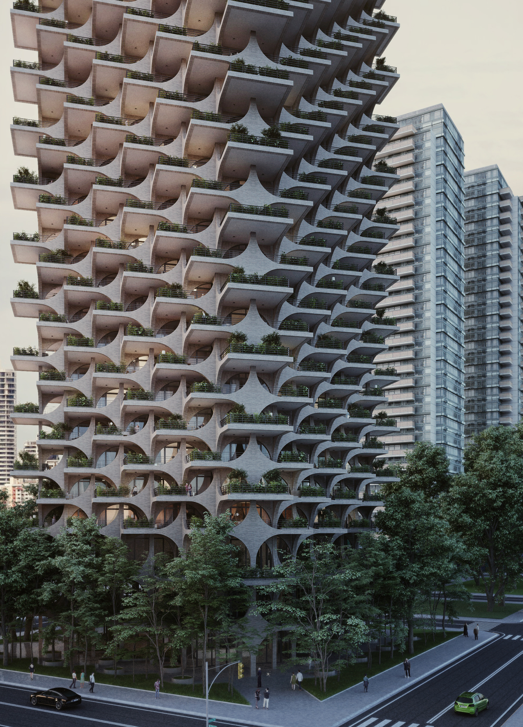 Gallery of Cascading Brick Arches Feature in Penda's Residential Tower ...