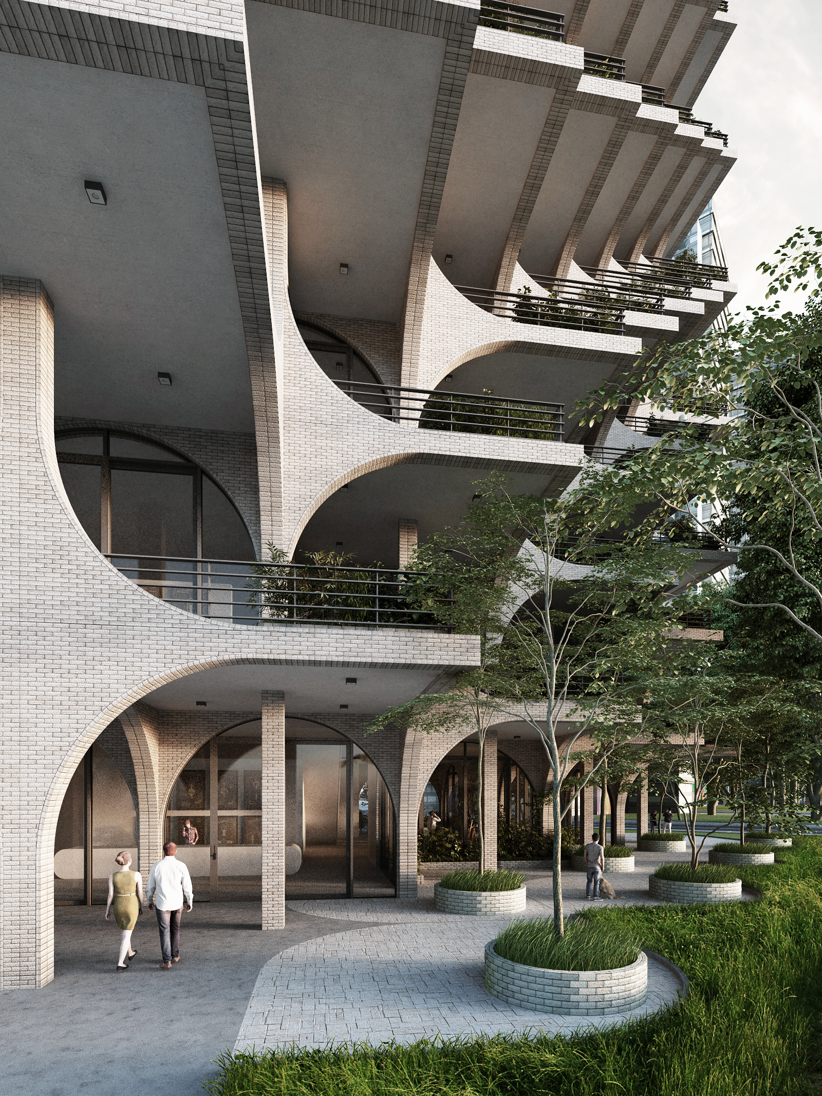 Gallery of Cascading Brick Arches Feature in Penda's Residential Tower ...