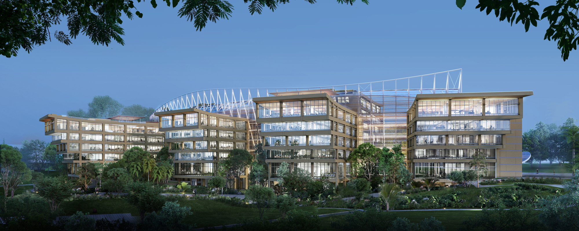 Safdie Architects design a Series of Treehouse-Like Pavilions for Surbana Jurong Headquarters ...