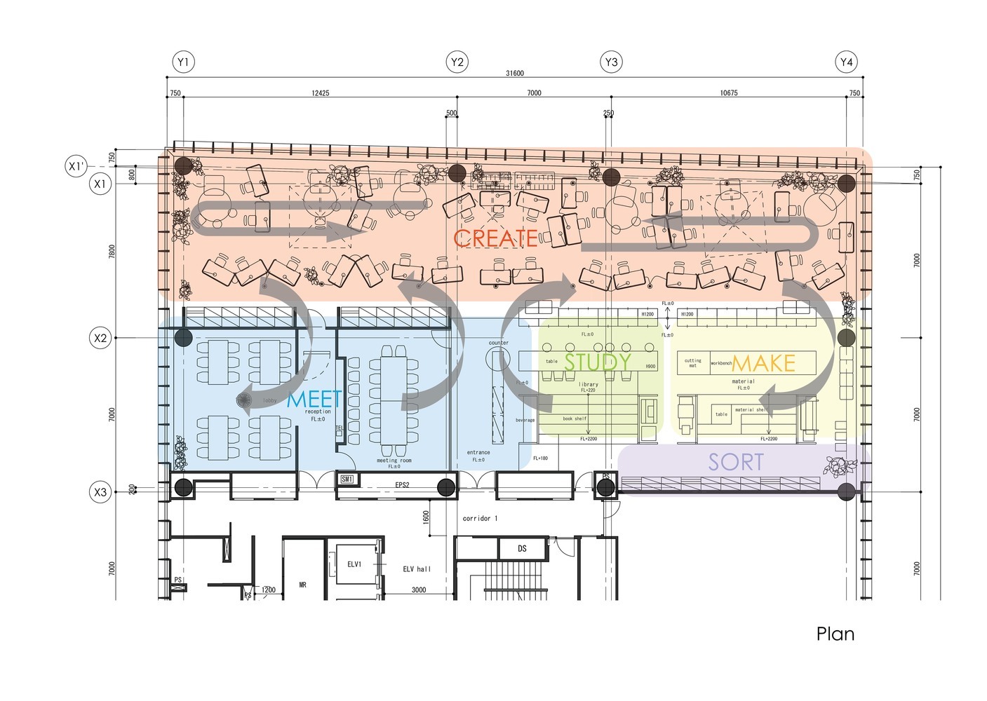 Gallery of Offices and Workplaces: Examples in Plan - 68