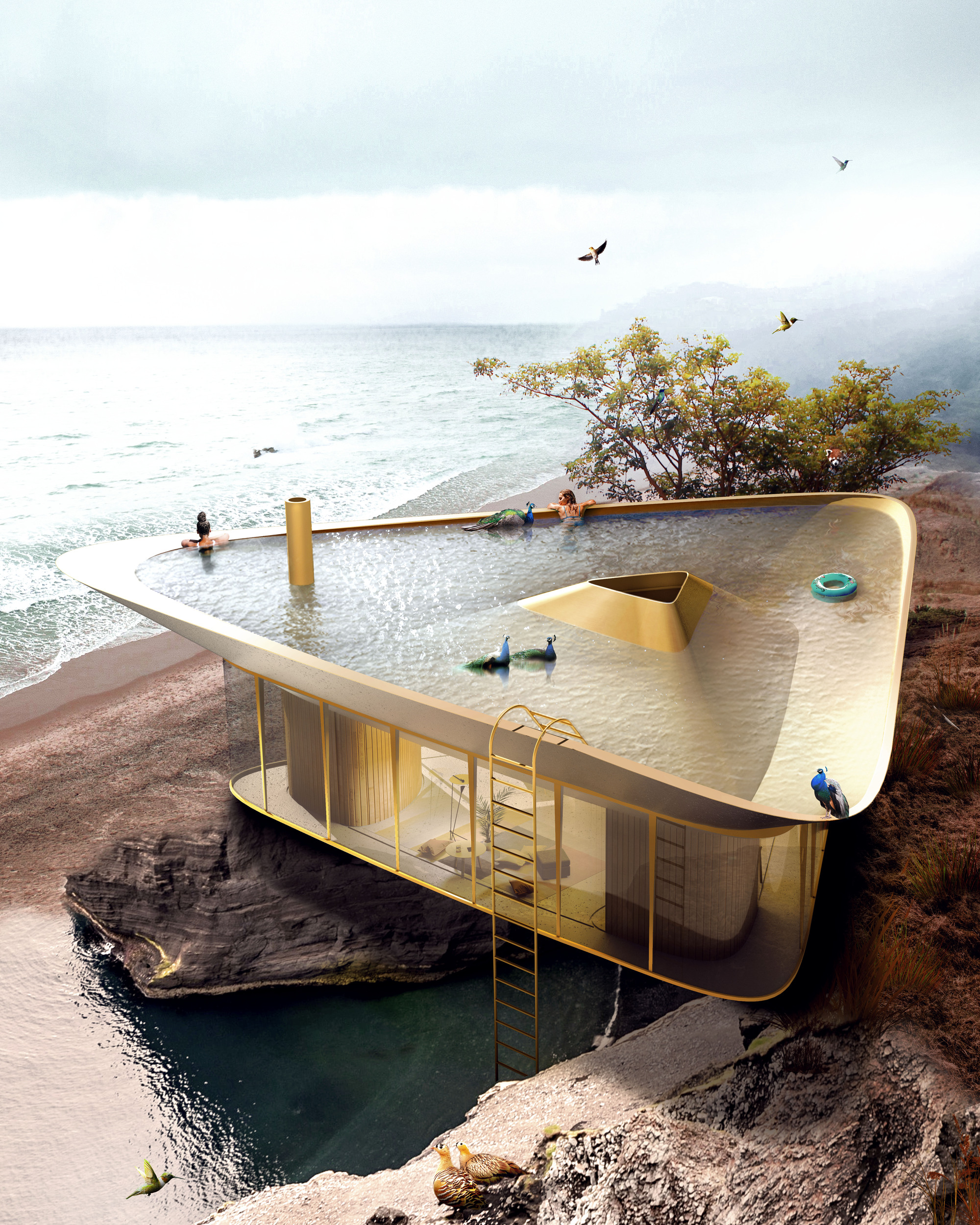 Gallery of Anti Reality Designs Coastal Retreat with Inverted Rooftop ...