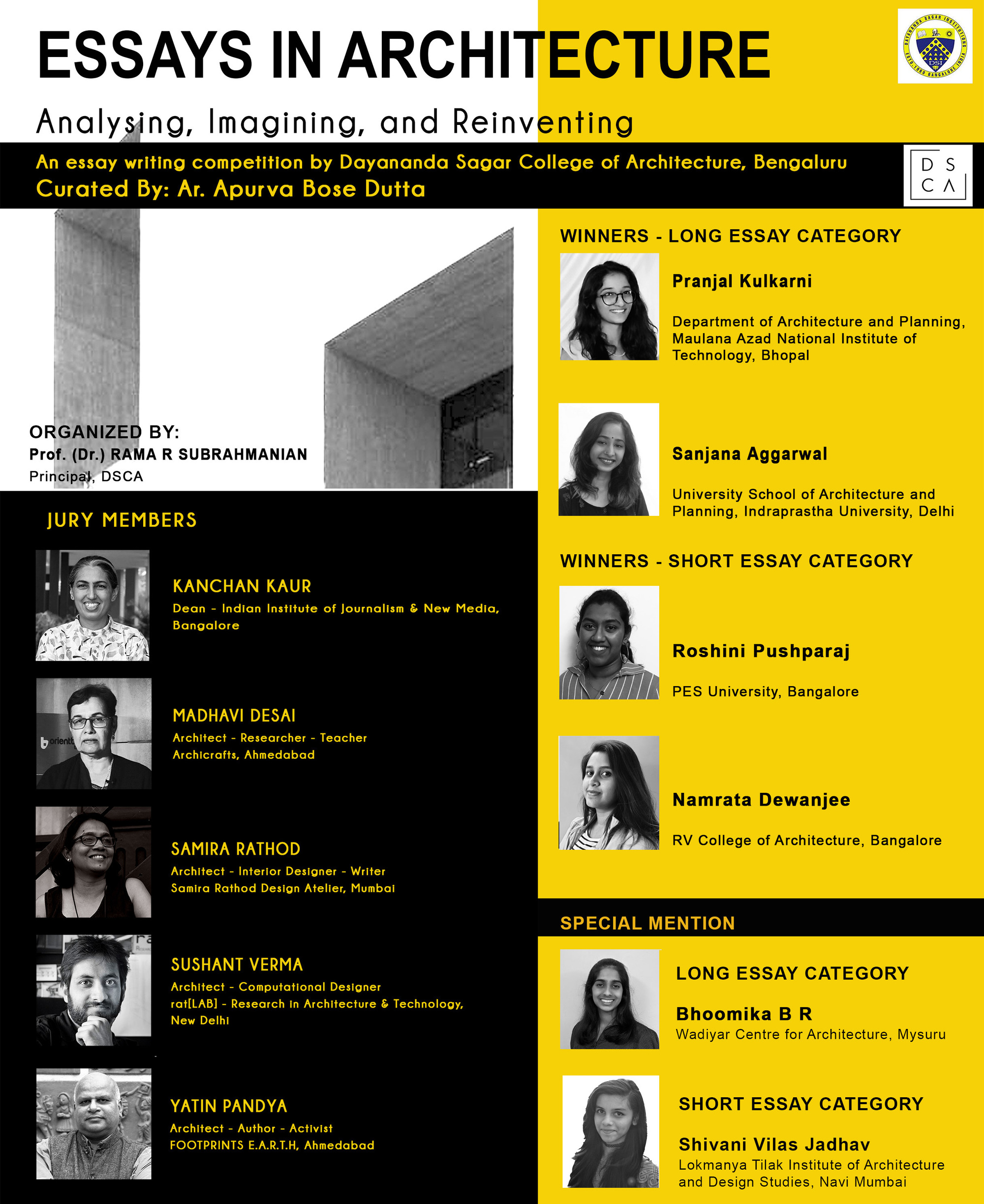 Gallery of Dayananda Sagar College of Architecture Announces Winners of ...