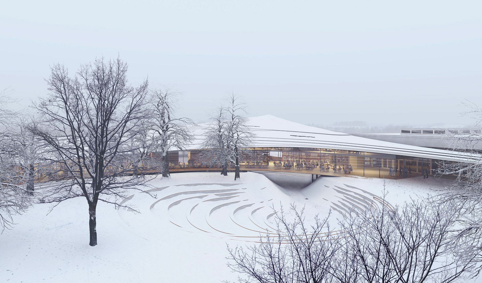 Gallery of Kengo Kuma Designs Sweeping Timber Library in Norway - 6