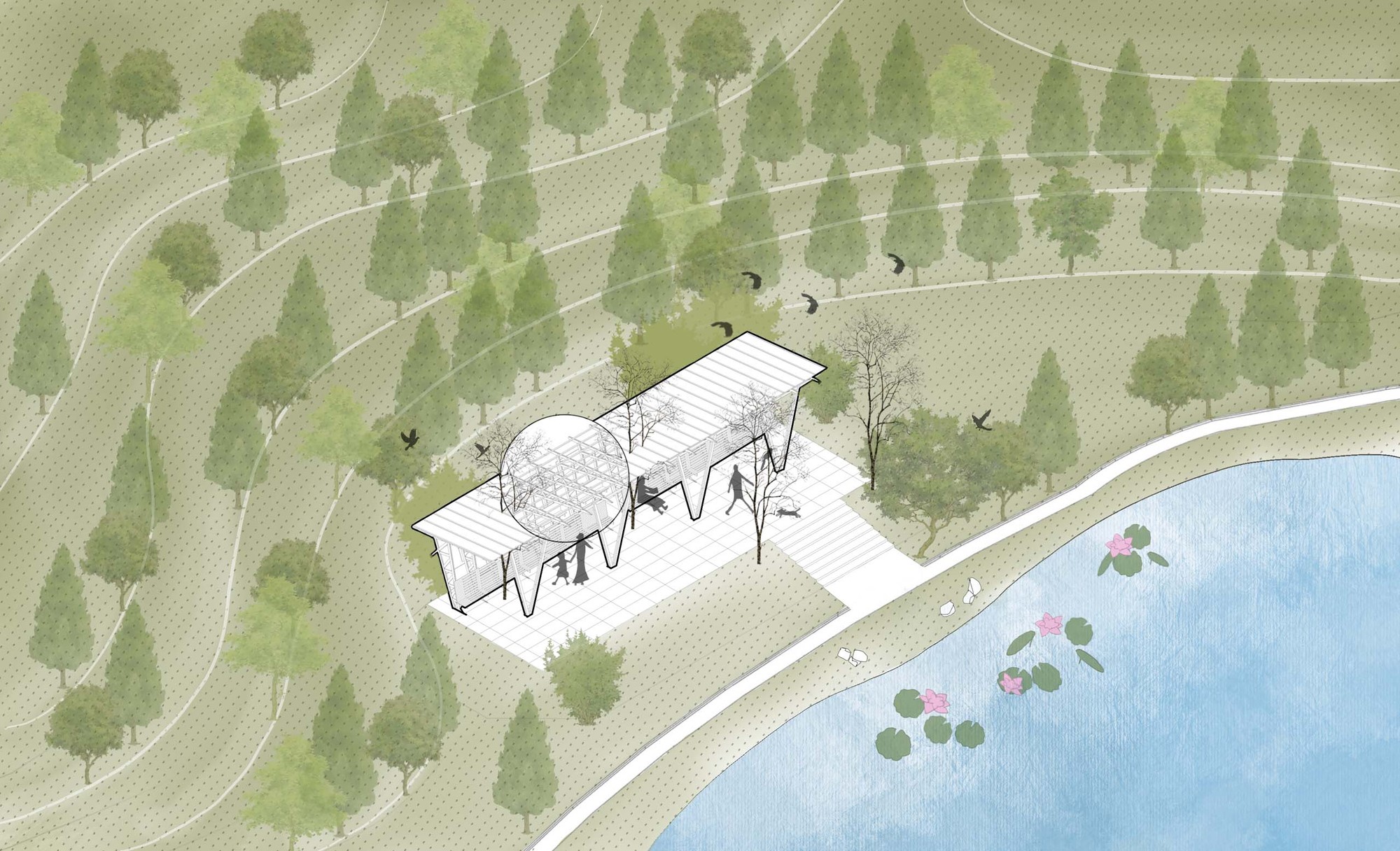 Gallery of Light-Wood Waterside Pavilion / Han Xiaofeng Design Studio ...