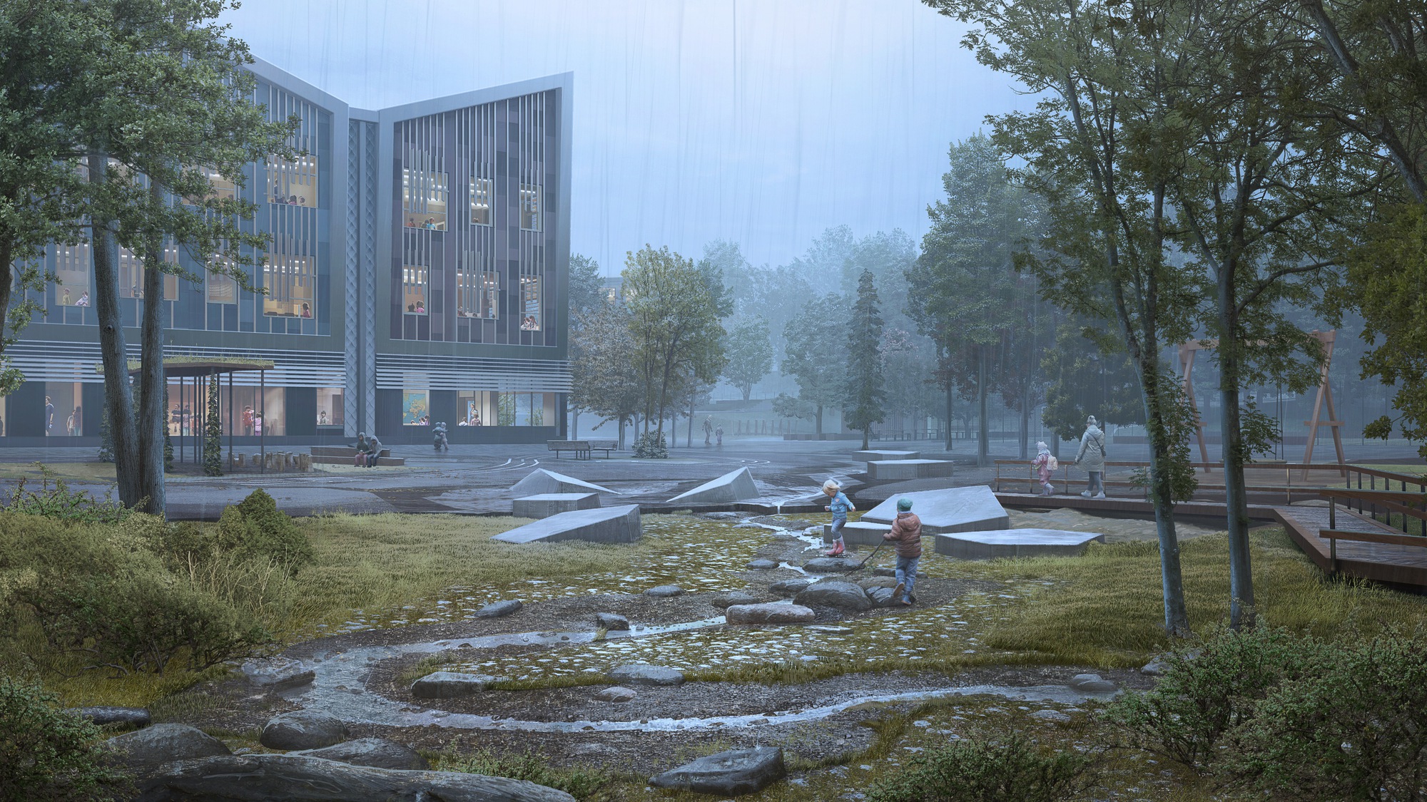 LINK Arkitektur Designs a Rain-Friendly School Near Gothenburg | ArchDaily