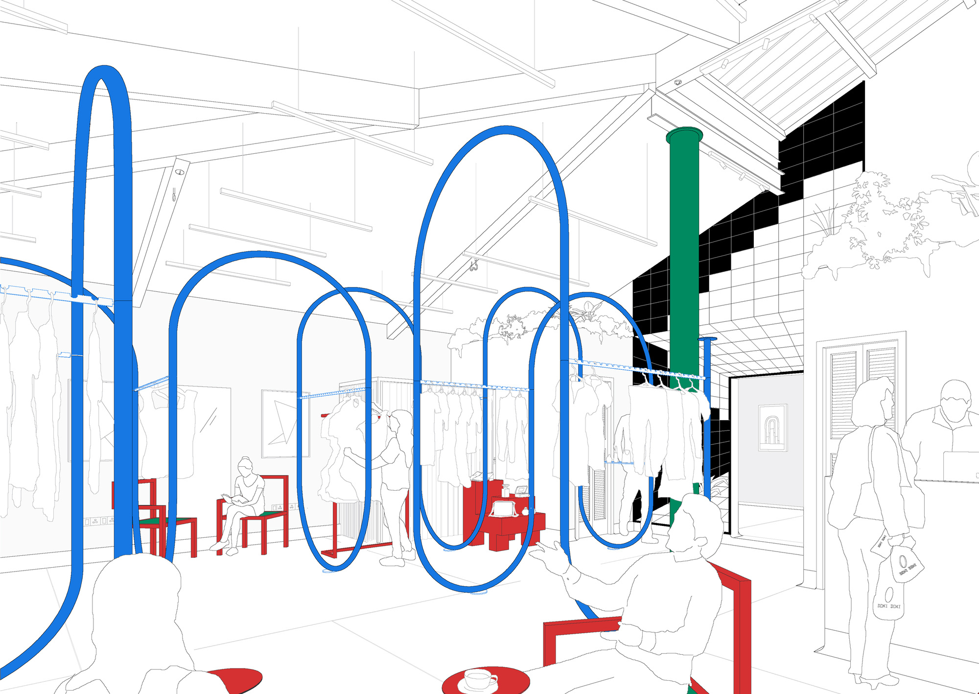 画廊 灵活模块化系统，Doki Doki 概念商店 / The Architecture Story - 16