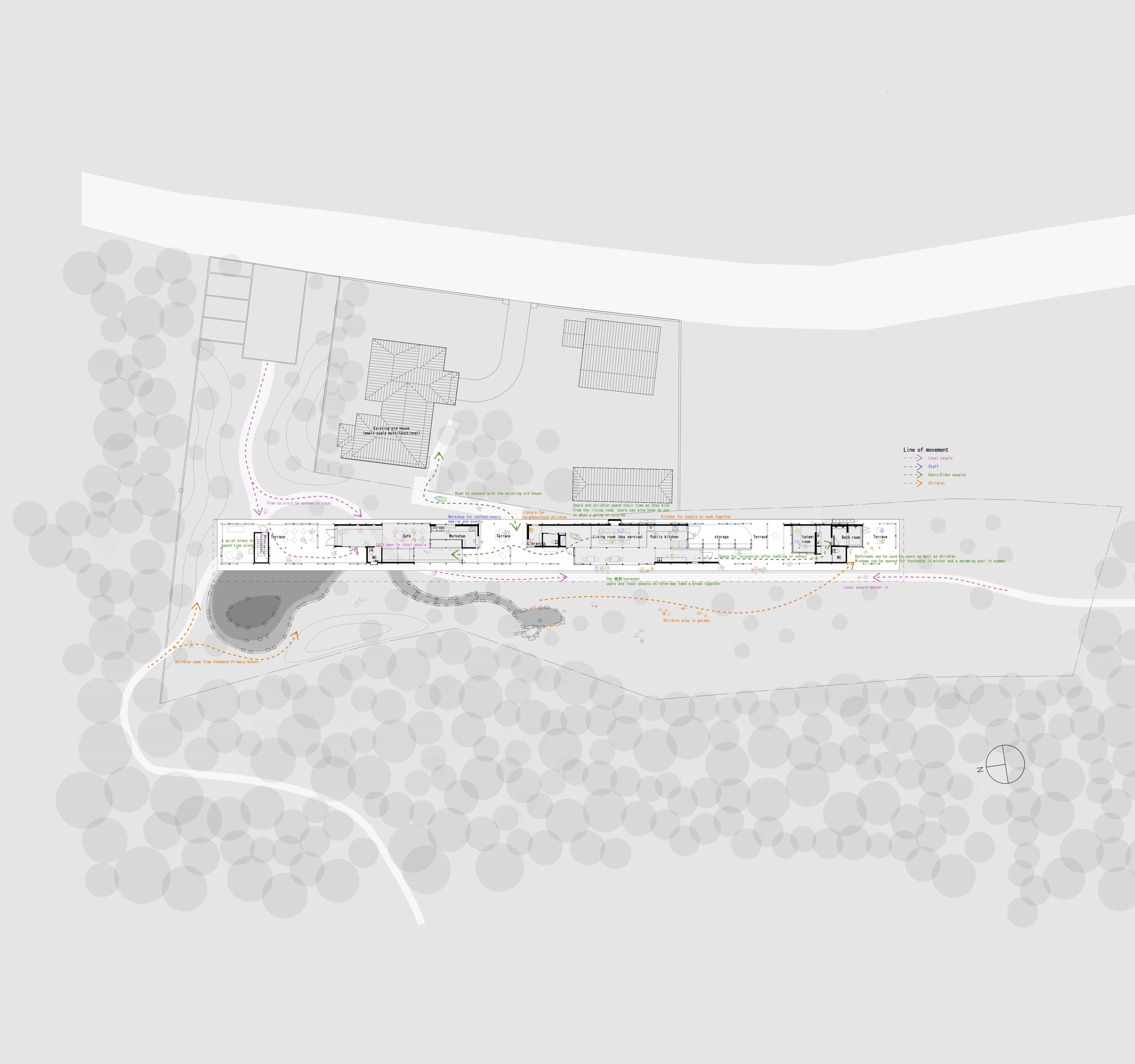 Galería de Centro de día "Long House con un Engawa" / Yamazaki Kentaro ...