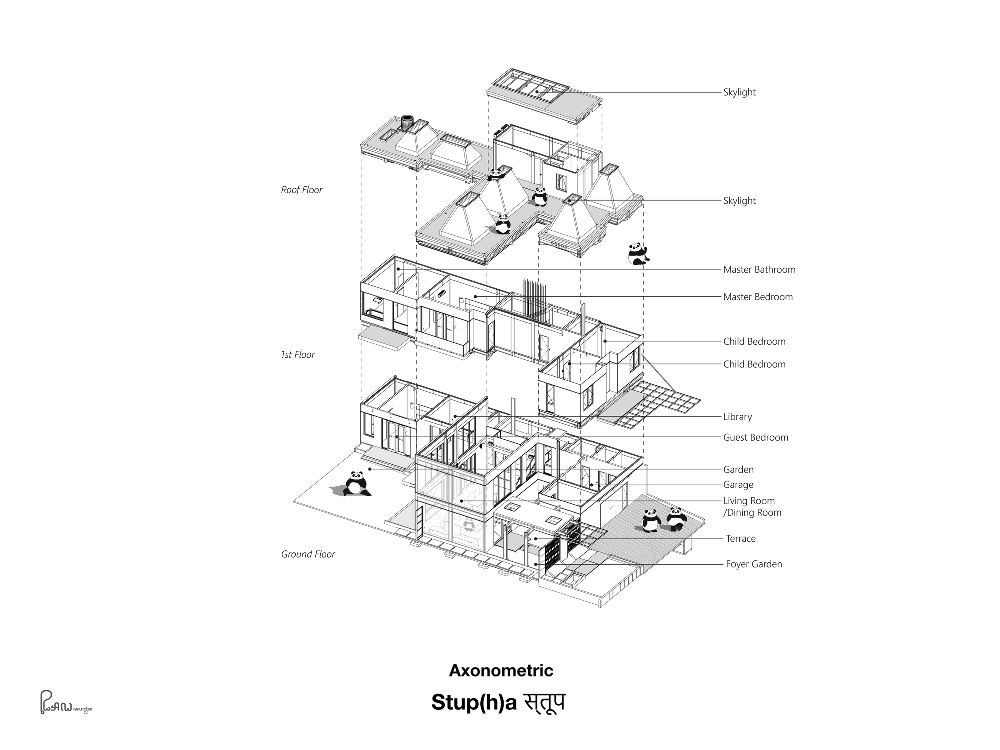 Exploded Axonometric Diagram E House Architecture
