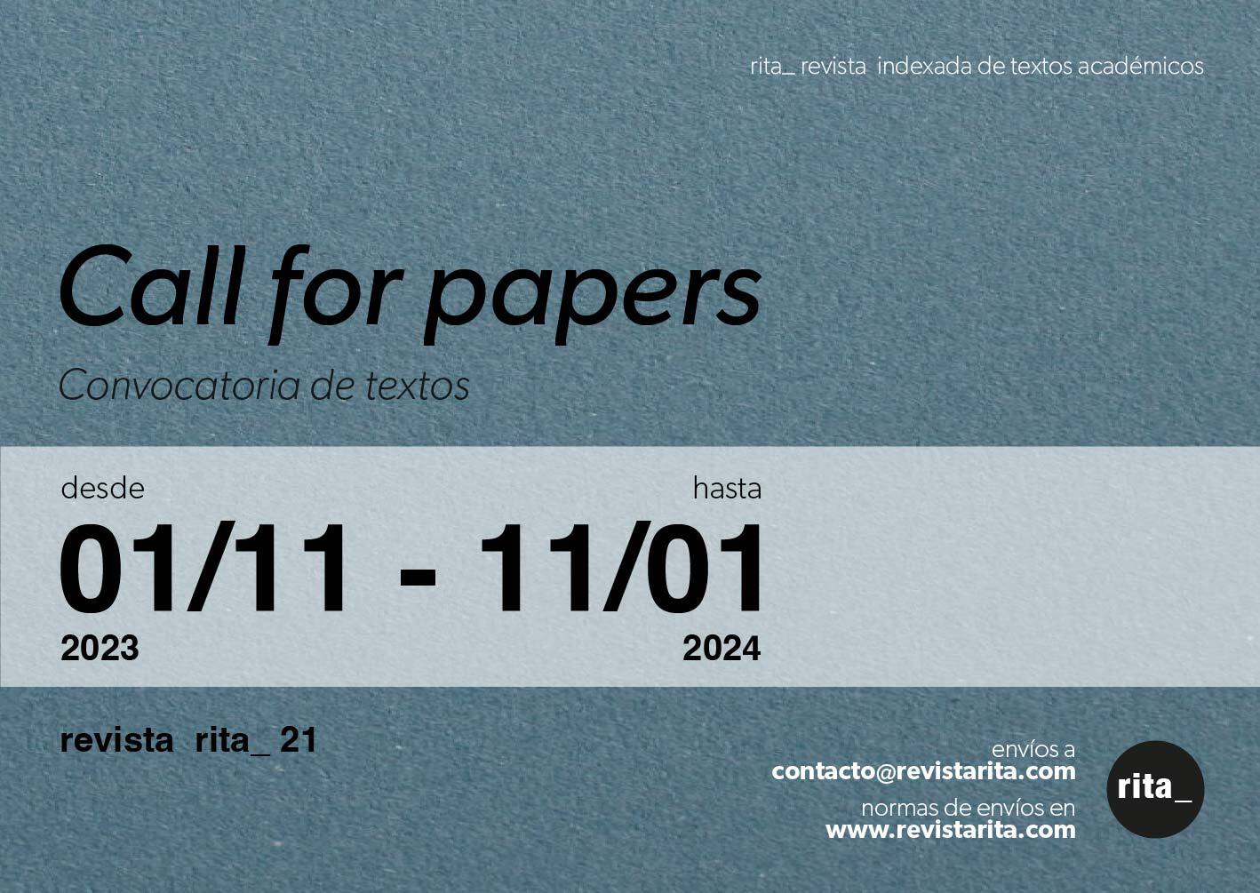 Revista rita_21: Convocatoria de textos académicos | ArchDaily Colombia