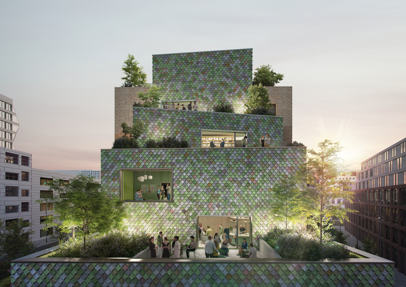 Gallery of MVRDV Unveils Design for a Colorful Office Building Clad in ...