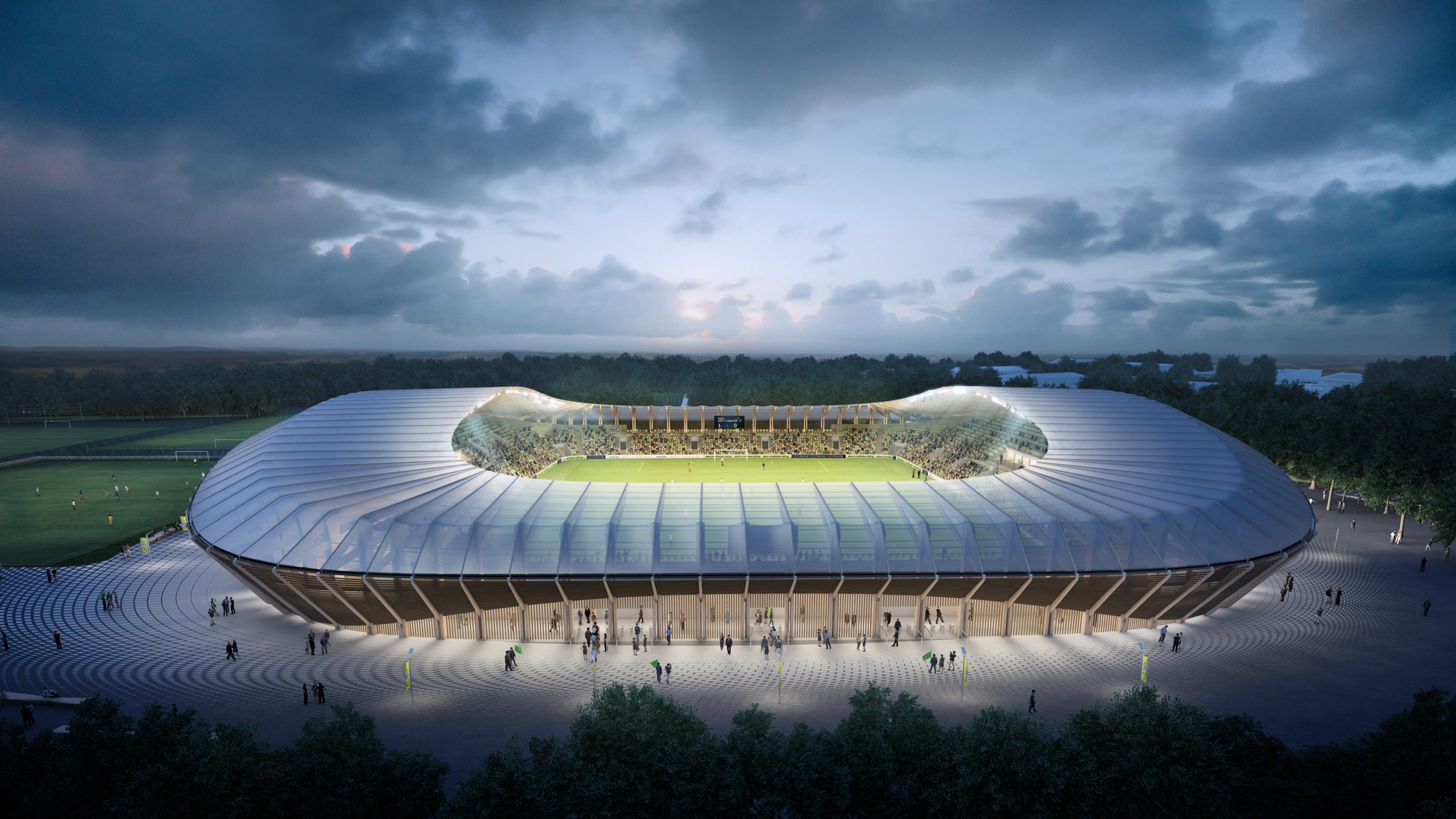 Gallery of Zaha Hadid Architects Unveils First Ever All-Timber Football ...